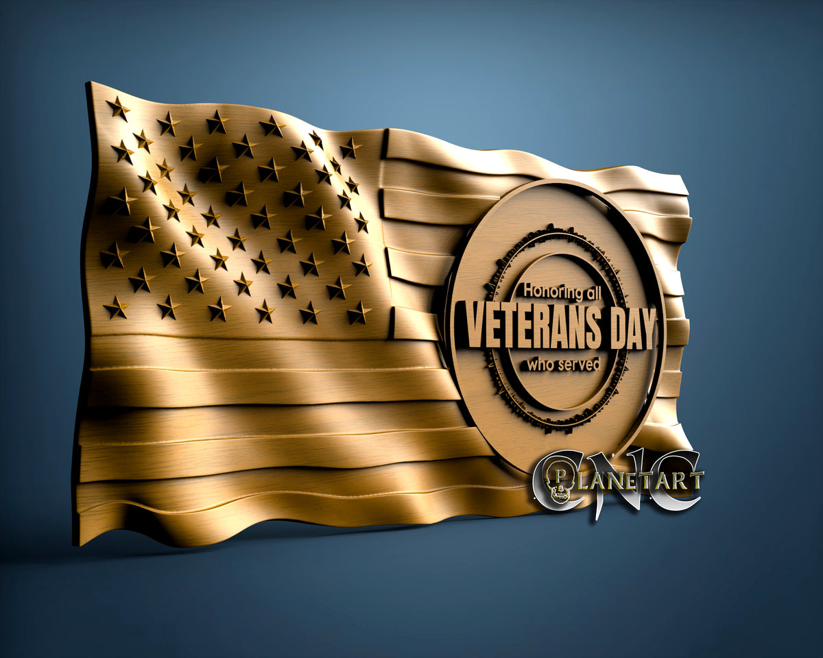 USA Veteran Day Flag, 3D STL Model 7211 – Cnc Planet Art