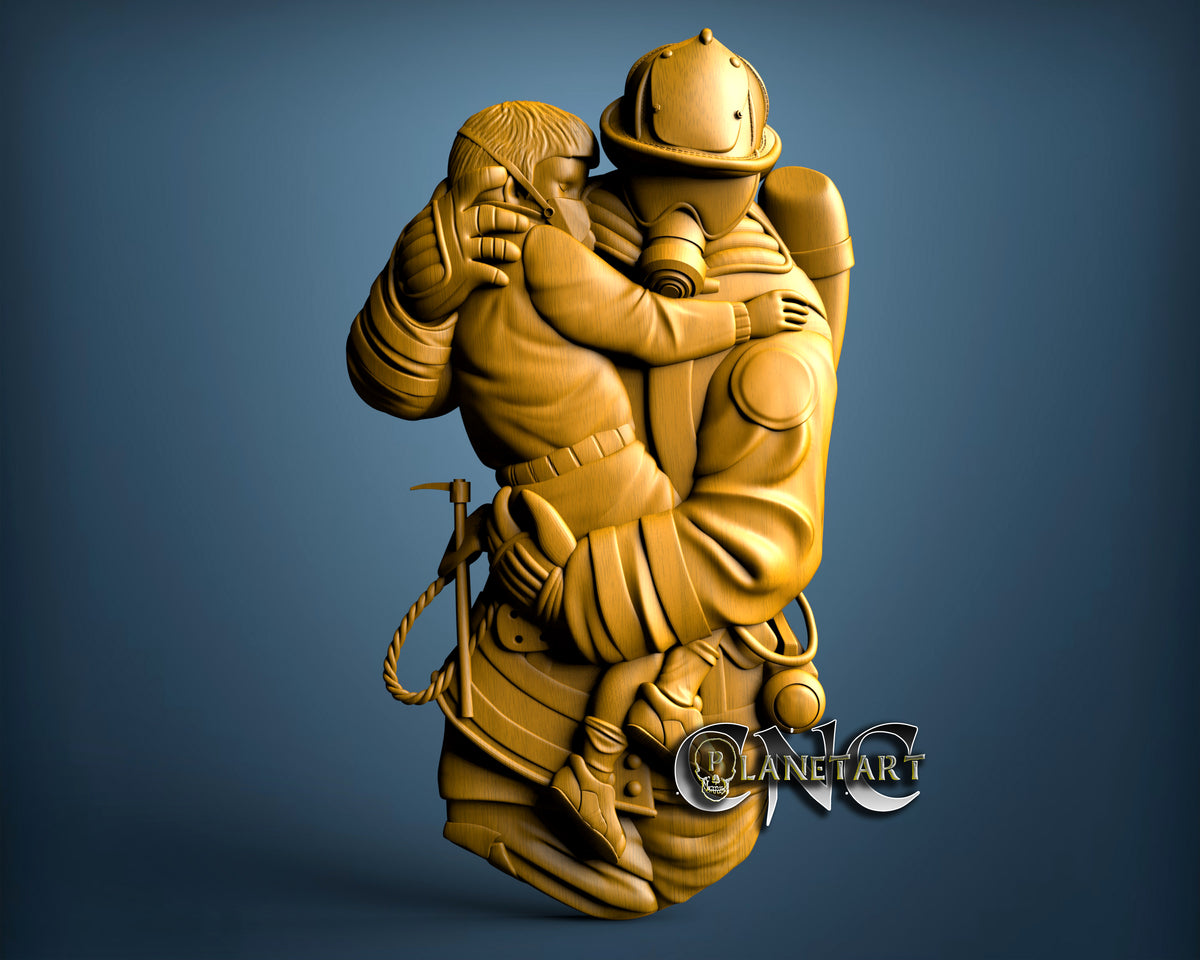 Fireman saving a Girl, 3D STL Model 10068 – Cnc Planet Art