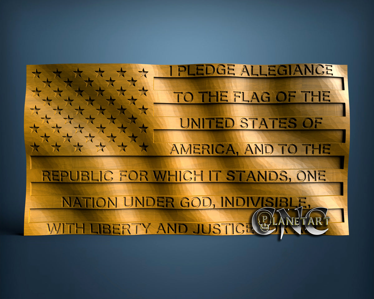 Wavy Pledge Flag, 3D STL Model 10389 – Cnc Planet Art