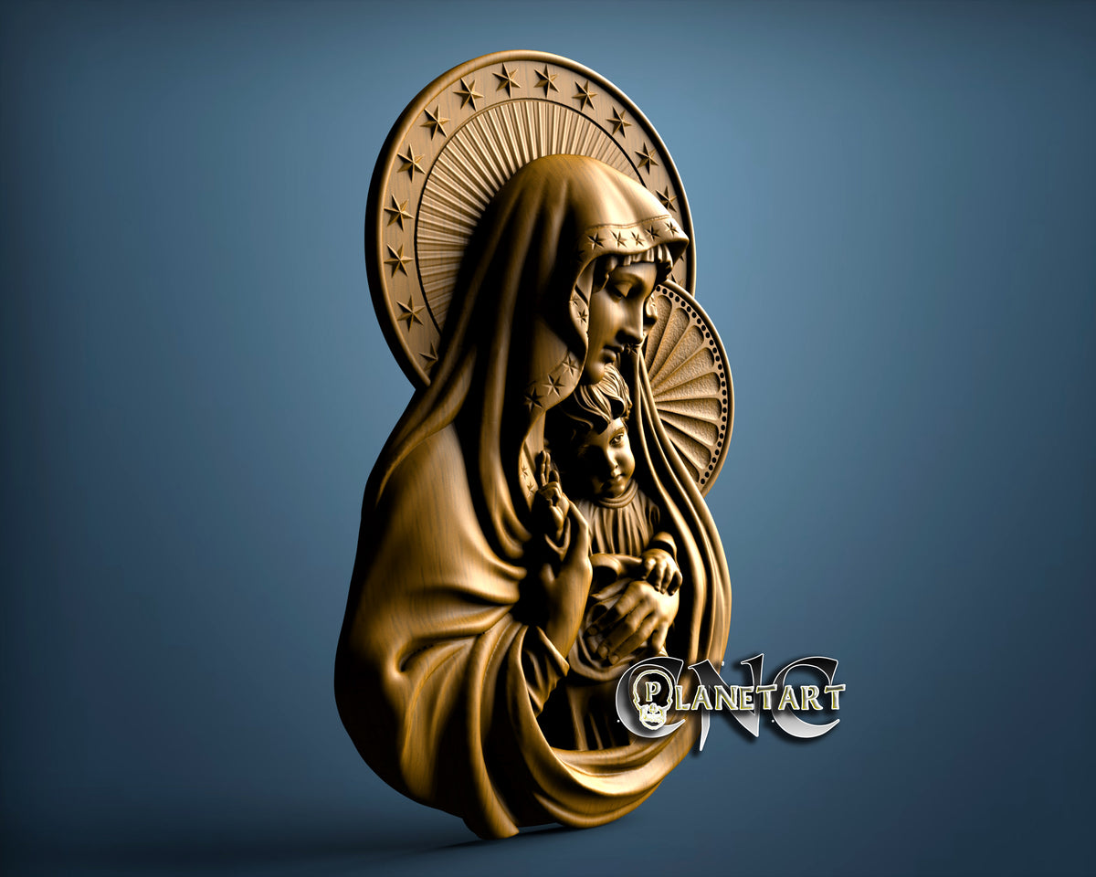 Mary & baby Jesus, 3D STL Model 11124 – Cnc Planet Art
