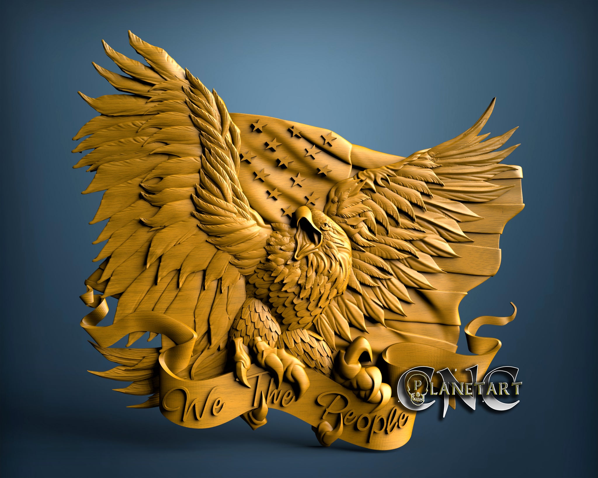 We the People USA Flag, 3D STL Model 11366 – Cnc Planet Art