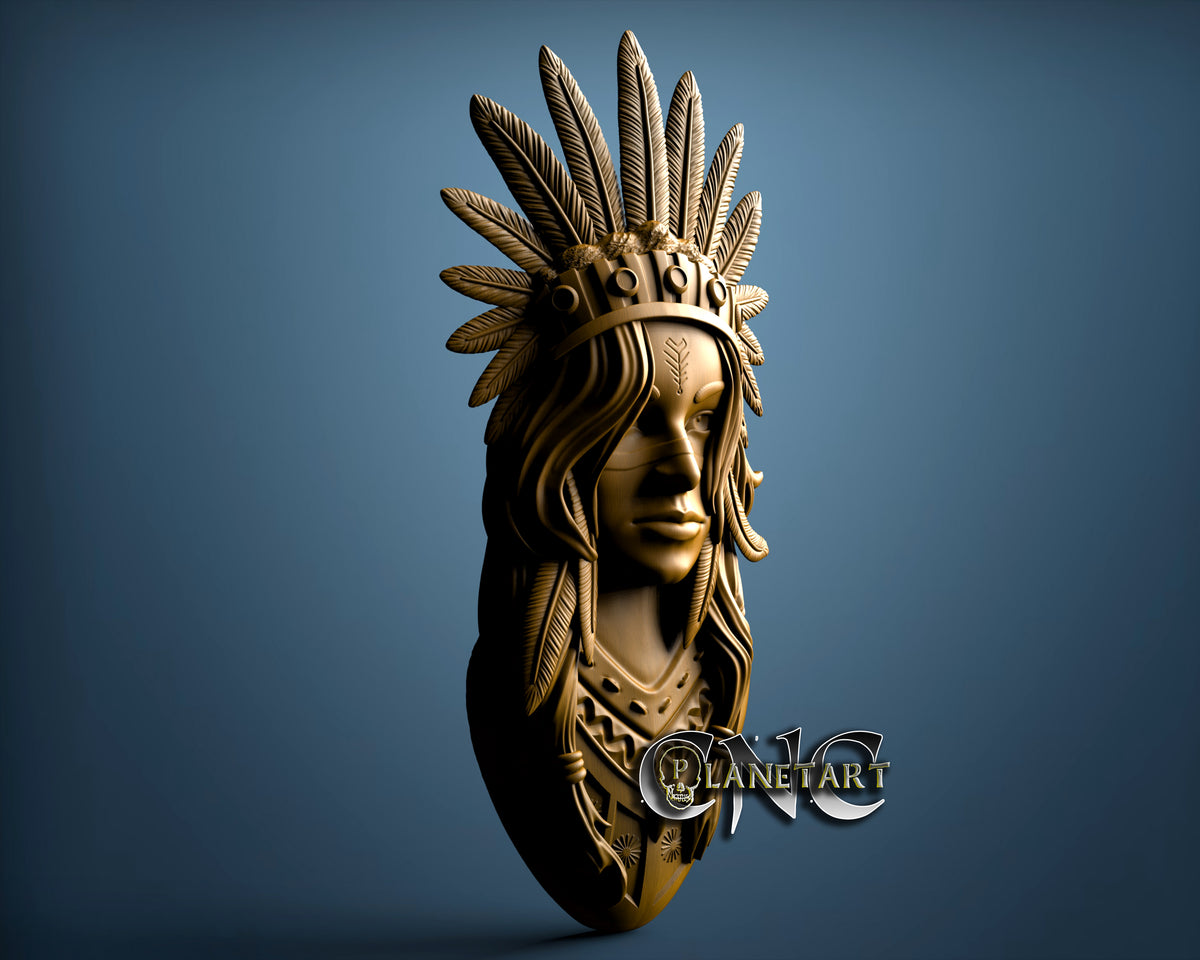 Native Indian Girl, 3D STL Model 11401 – Cnc Planet Art