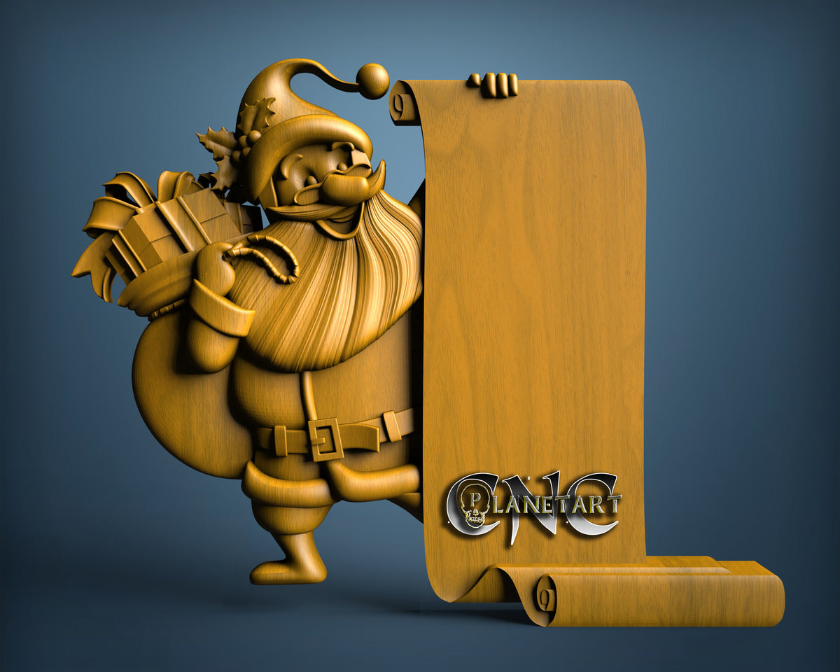 Santa with Paper List, 3D STL Model 11407 – Cnc Planet Art