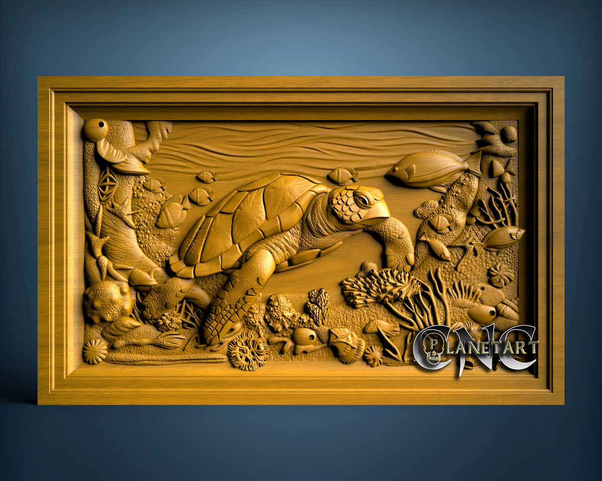 Sea Turtle in Ocean, 3D STL Model 11418 – Cnc Planet Art
