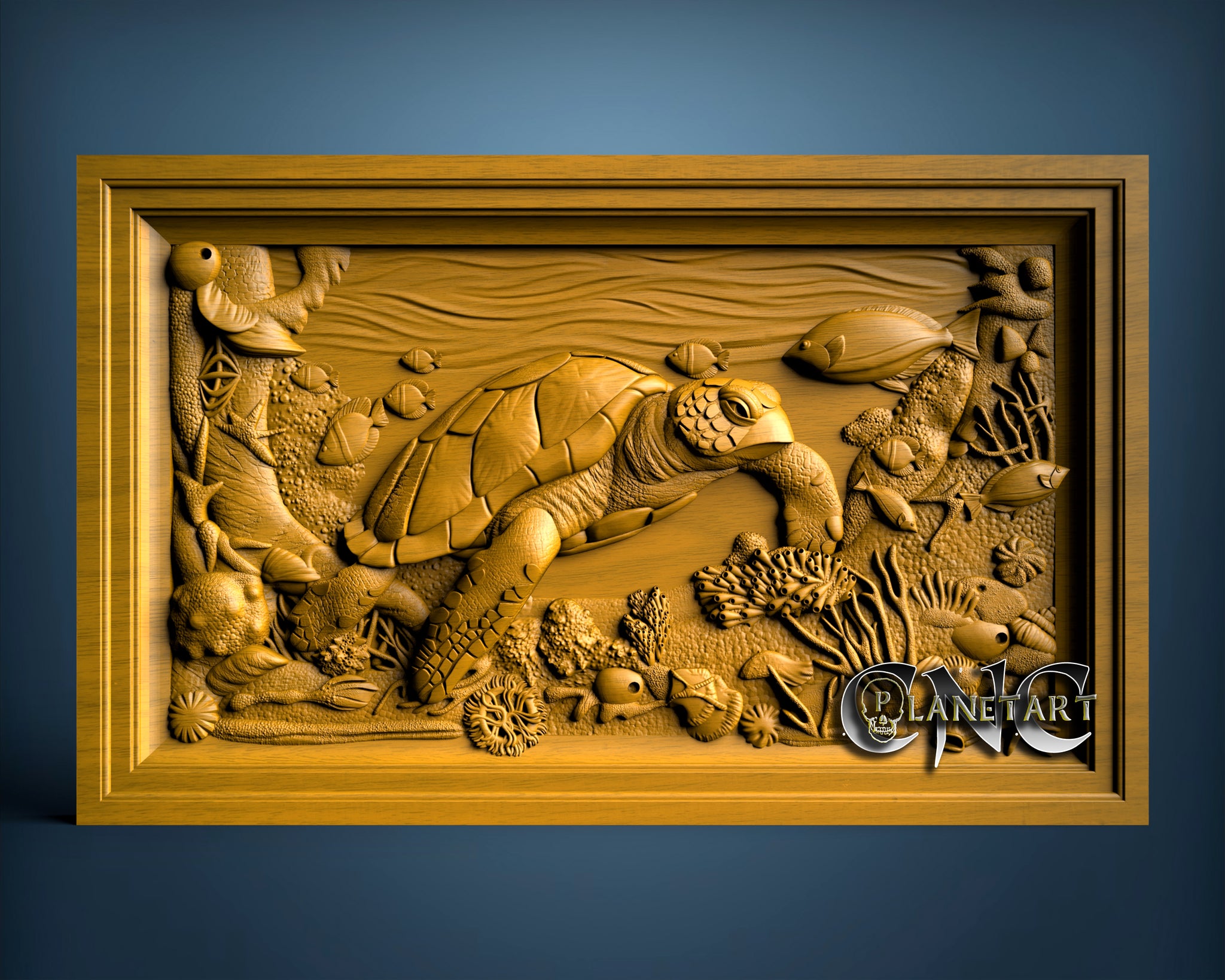 Sea Turtle in Ocean, 3D STL Model 11418 – Cnc Planet Art