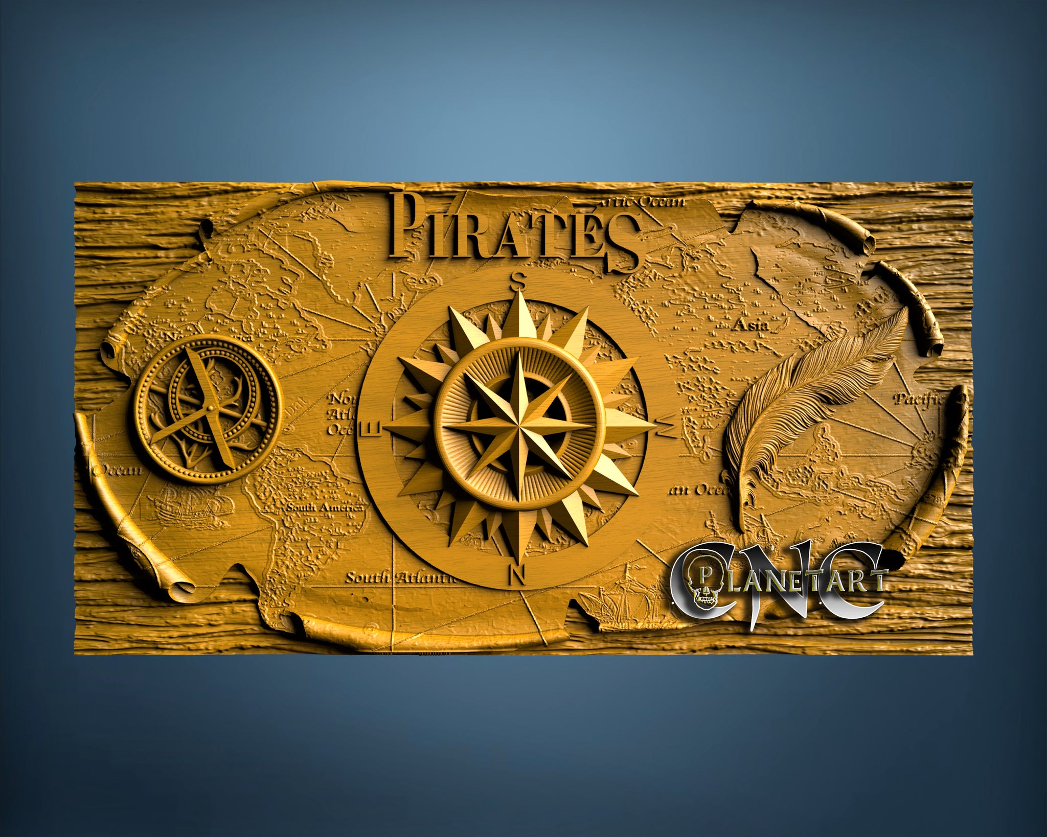 Pirates Map, 3D STL Model 11421 – Cnc Planet Art