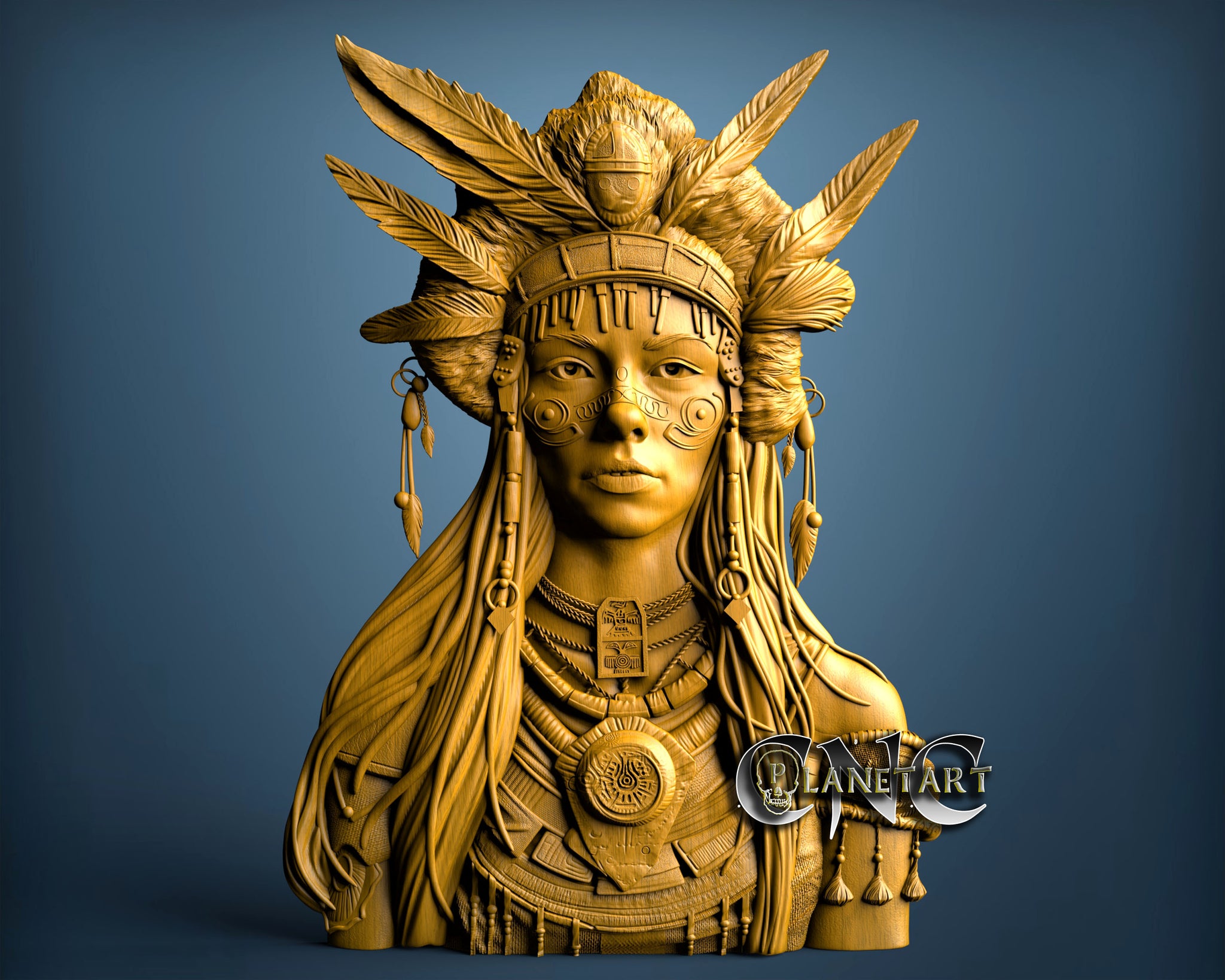 Native Indian Girl, 3D STL Model 11425 – Cnc Planet Art