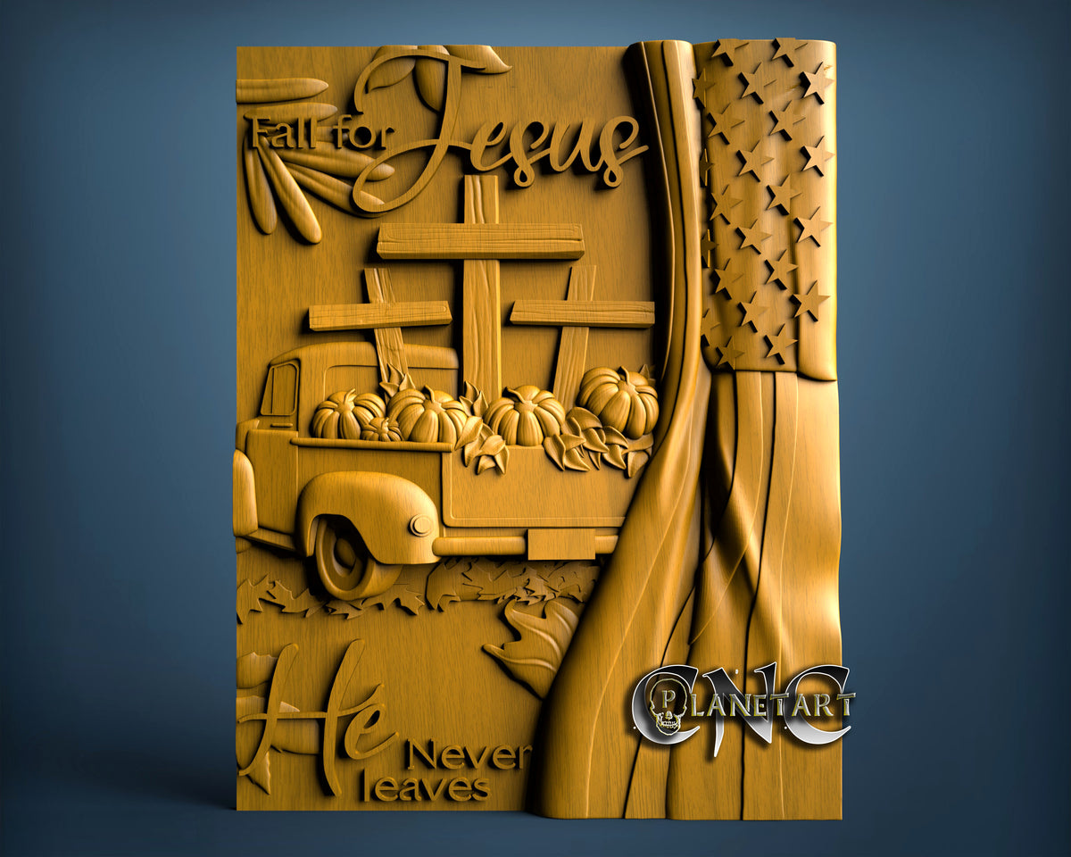 Fall for Jesus, He Never Leaves, 3D STL Model 11457 – Cnc Planet Art