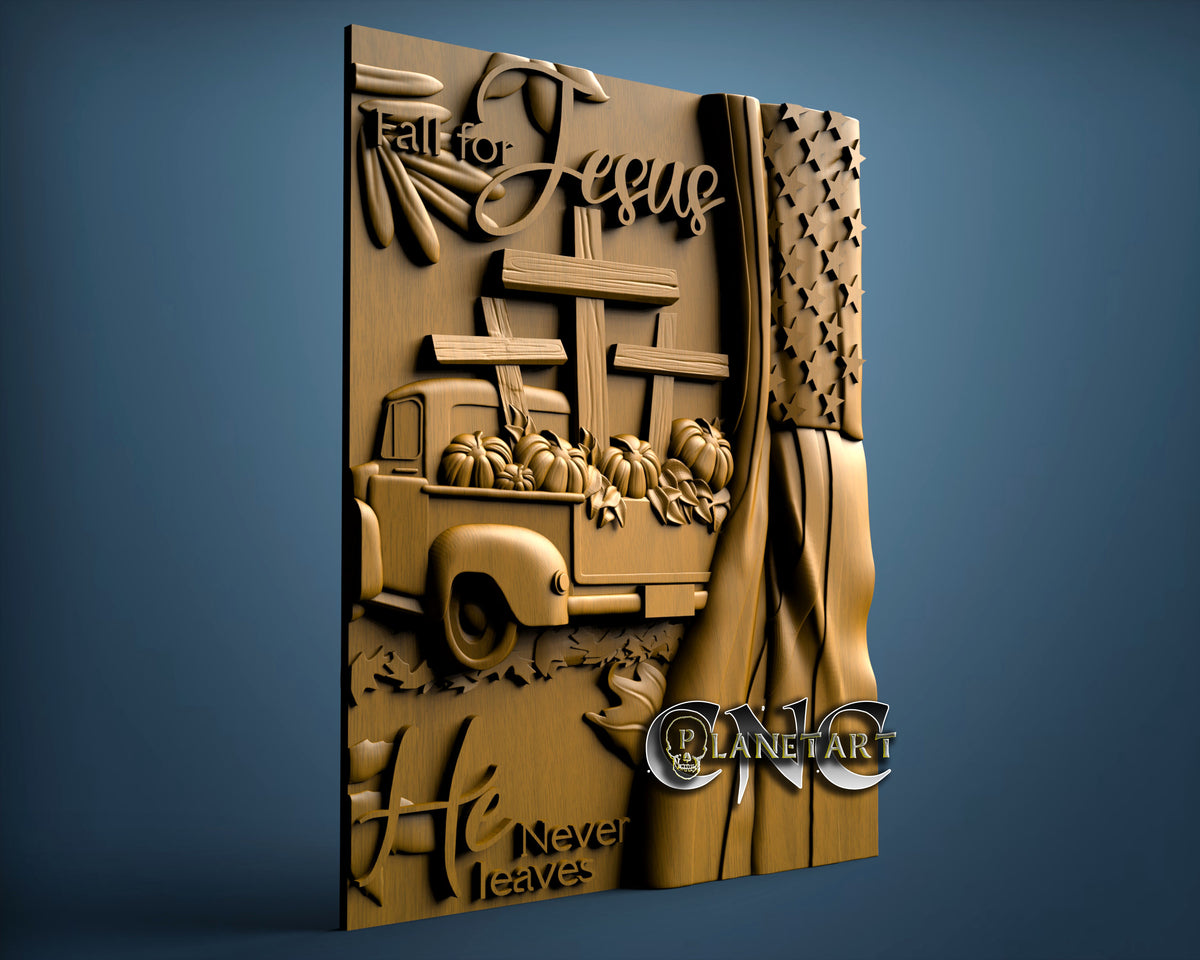 Fall for Jesus, He Never Leaves, 3D STL Model 11457 – Cnc Planet Art