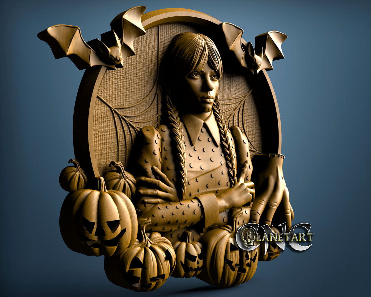 Wednesday Addams, 3D STL Model 11530 – Cnc Planet Art