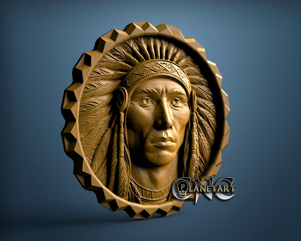 Indian Native American Chief, 3D STL Model 11641 – Cnc Planet Art