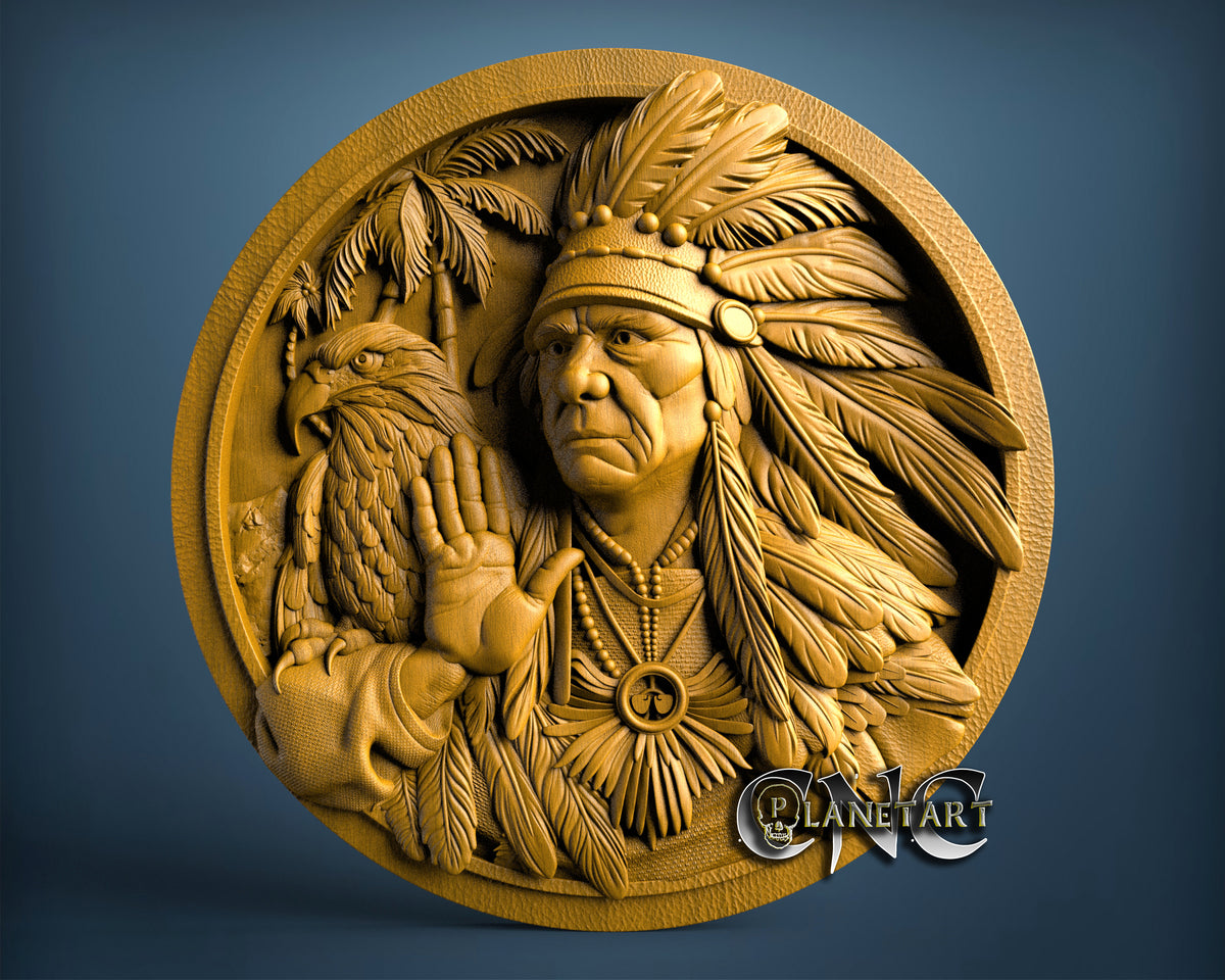 Indian and Eagle, 3D STL Model 11723 – Cnc Planet Art