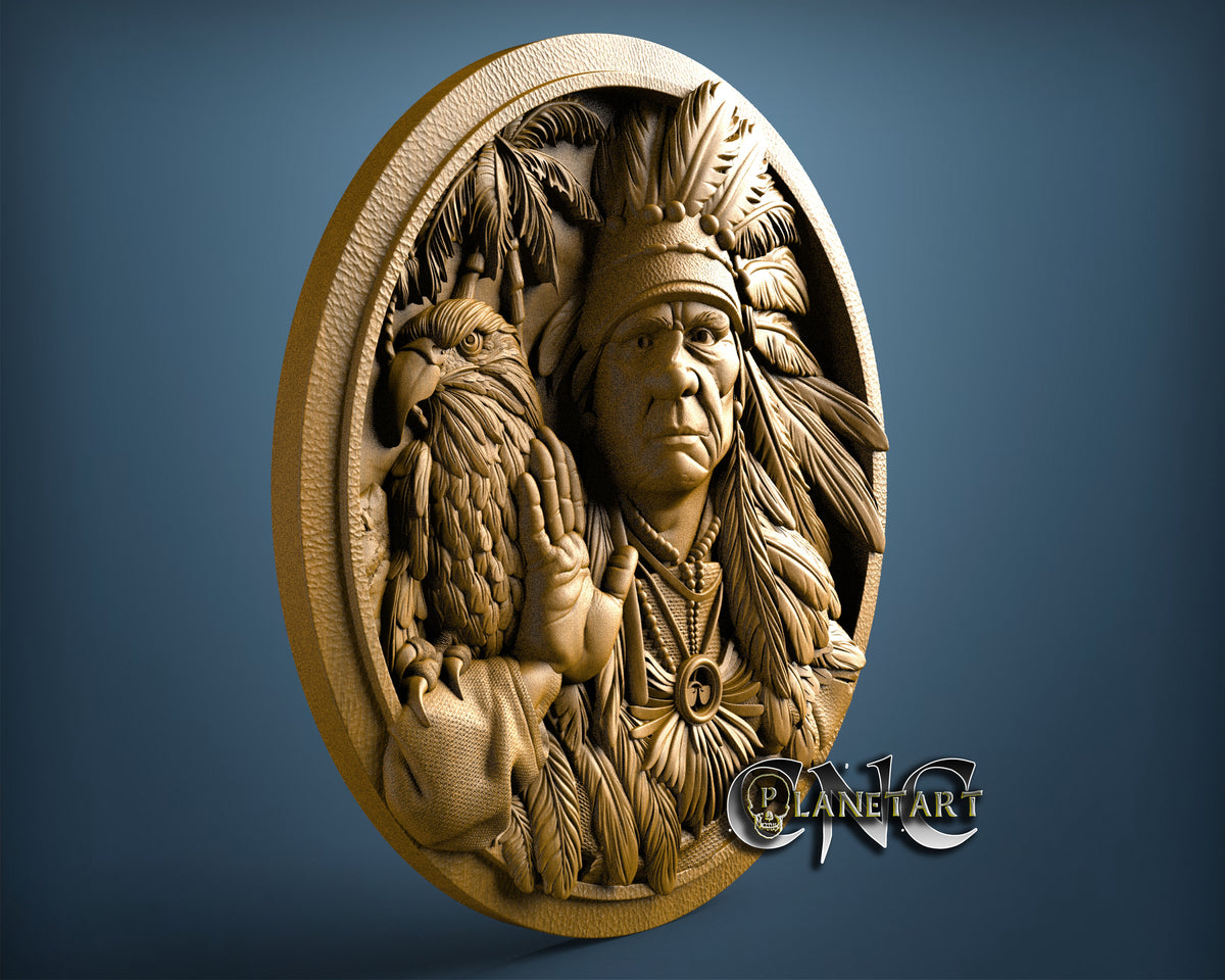 Indian and Eagle, 3D STL Model 11723 – Cnc Planet Art