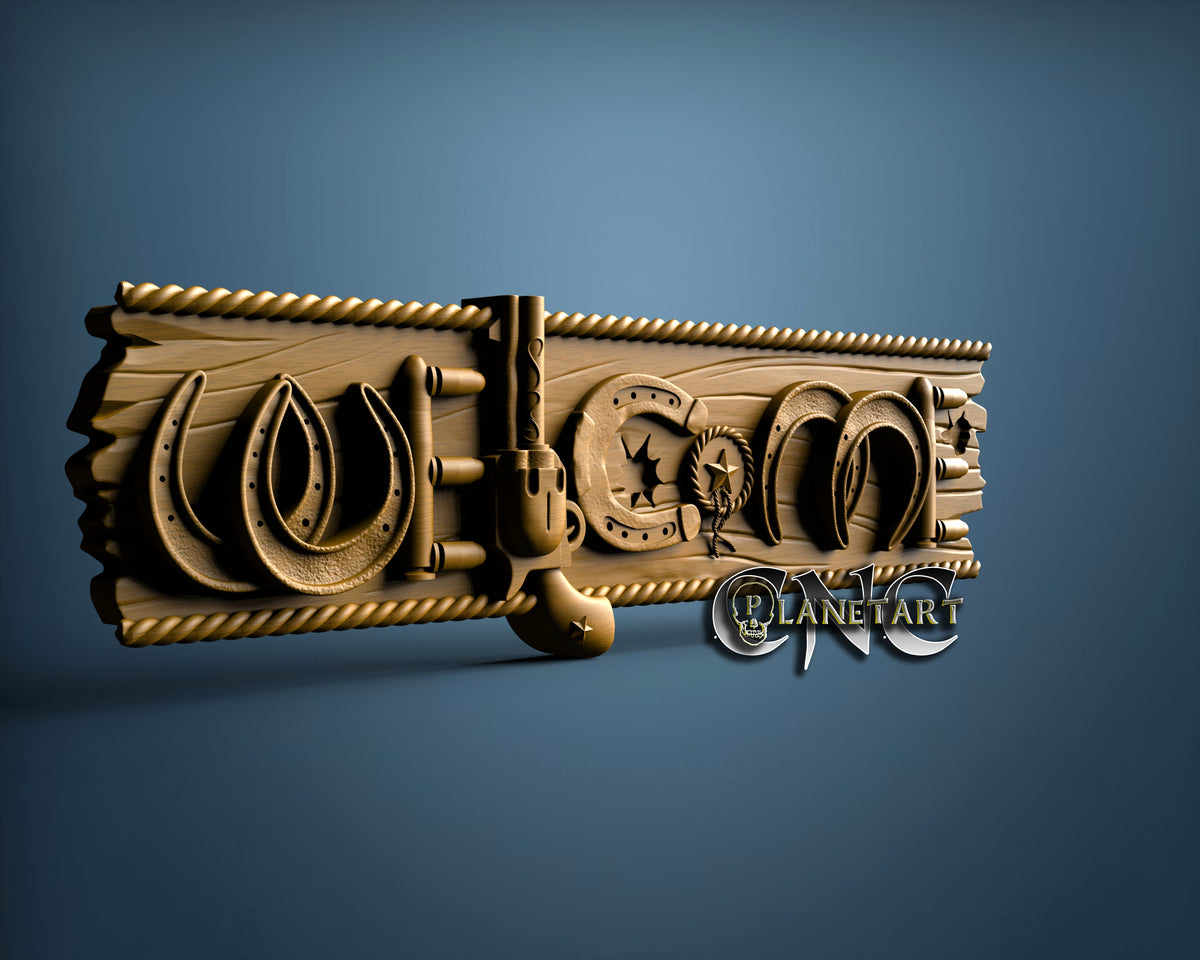 Western Welcome Sign, 3D STL Model 15319 – Cnc Planet Art