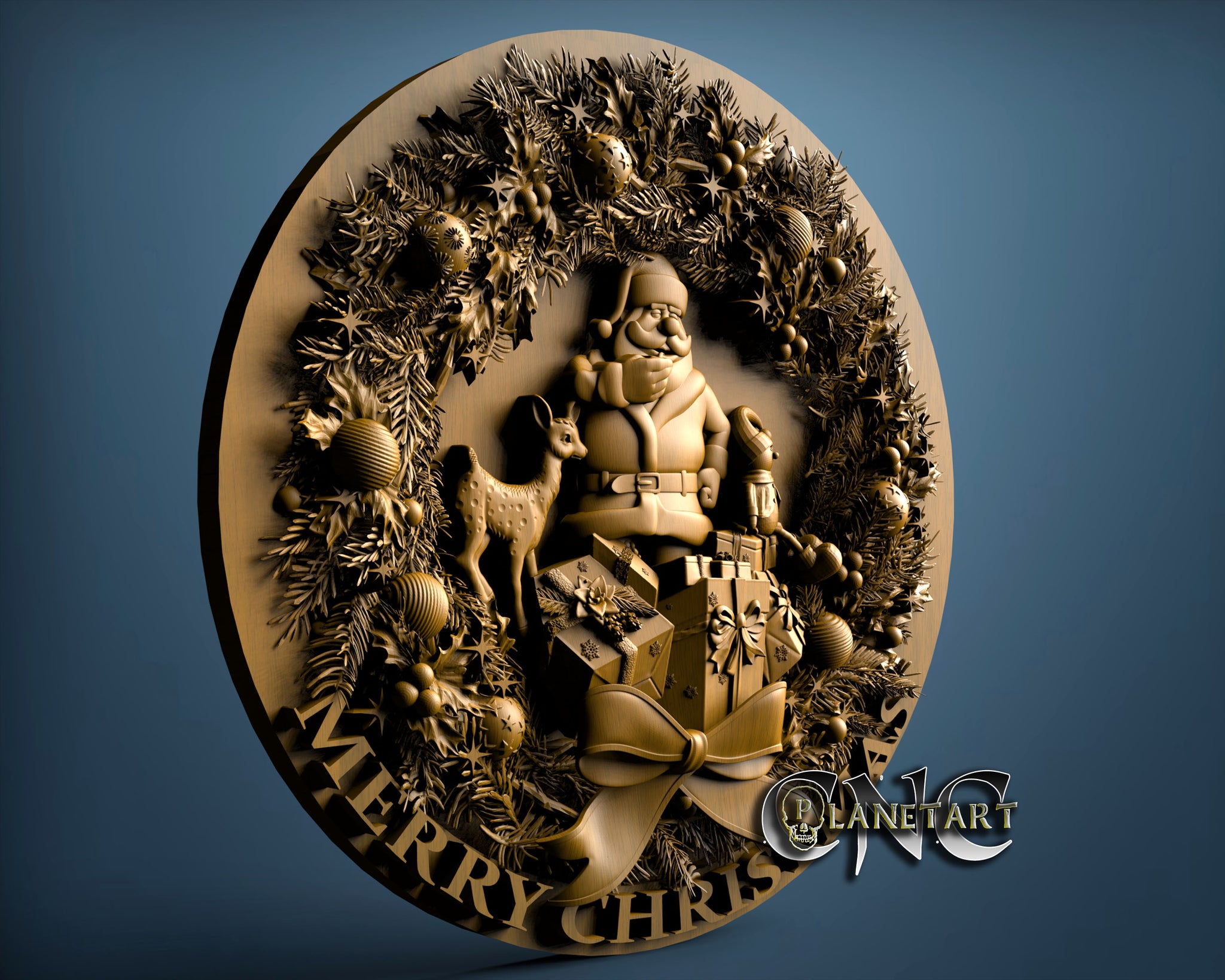 Merry Christmas, 3D STL Model 7060 – Cnc Planet Art