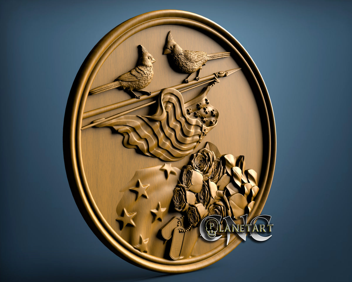 Patriotic Cardinal Bird USA Flag, 3D STL Model 7202 – Cnc Planet Art