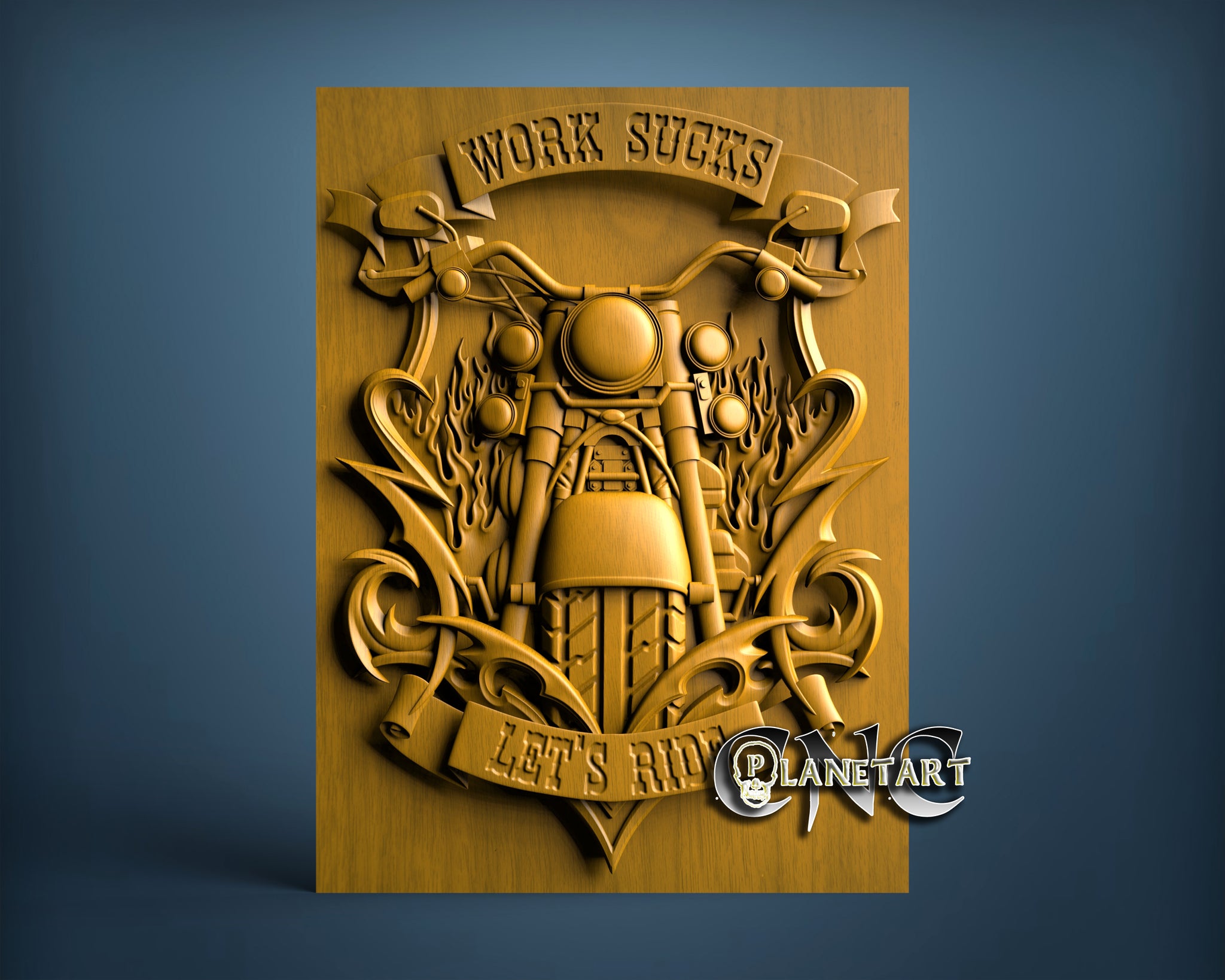 Works Sucks Let Ride Motorcycle, 3D STL Model 9927 – Cnc Planet Art