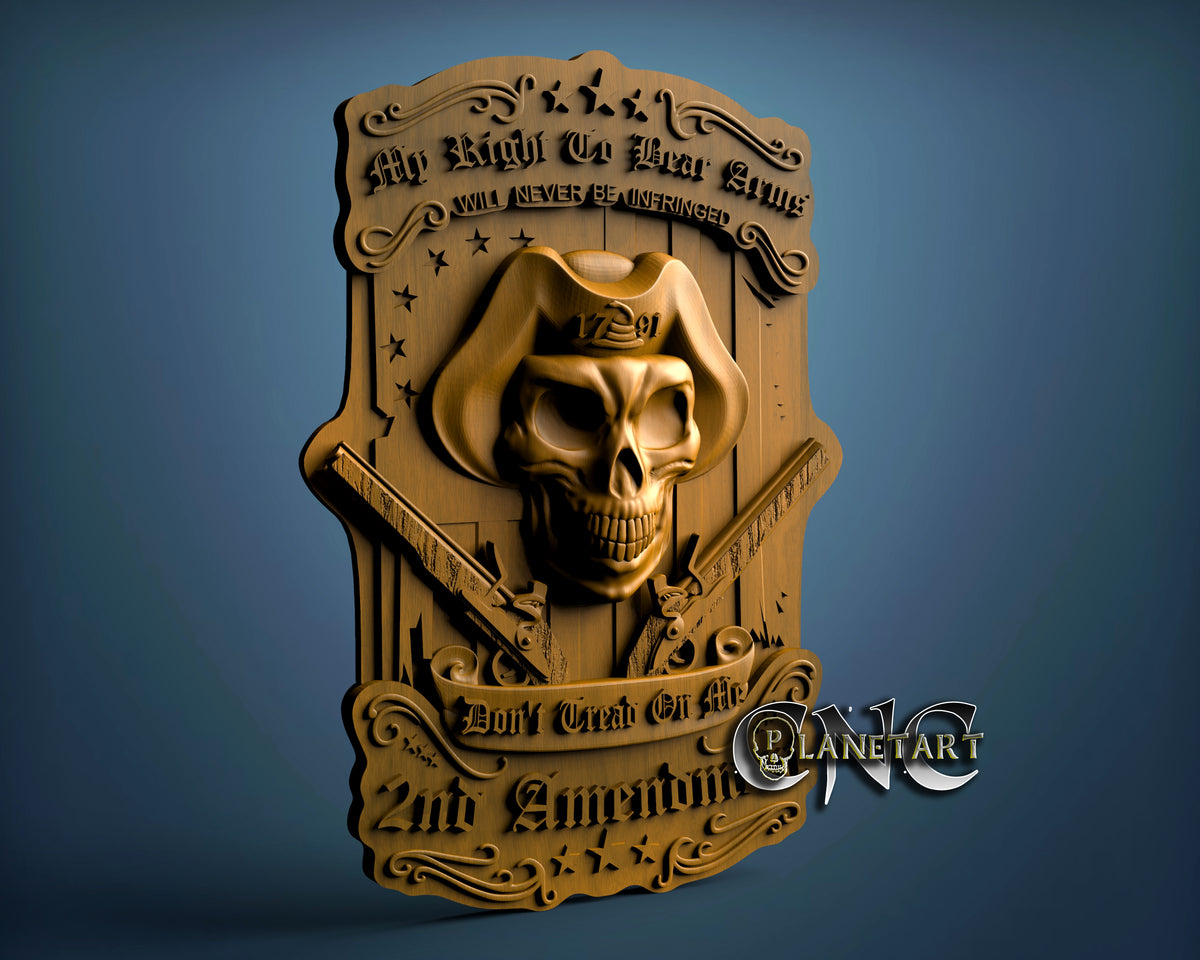 2nd Amendment Skull, 3D STL Model 10051 – Cnc Planet Art