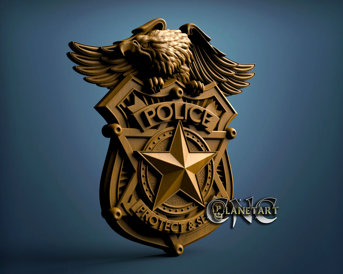 Police Badge, 3D STL Model 10074 – Cnc Planet Art