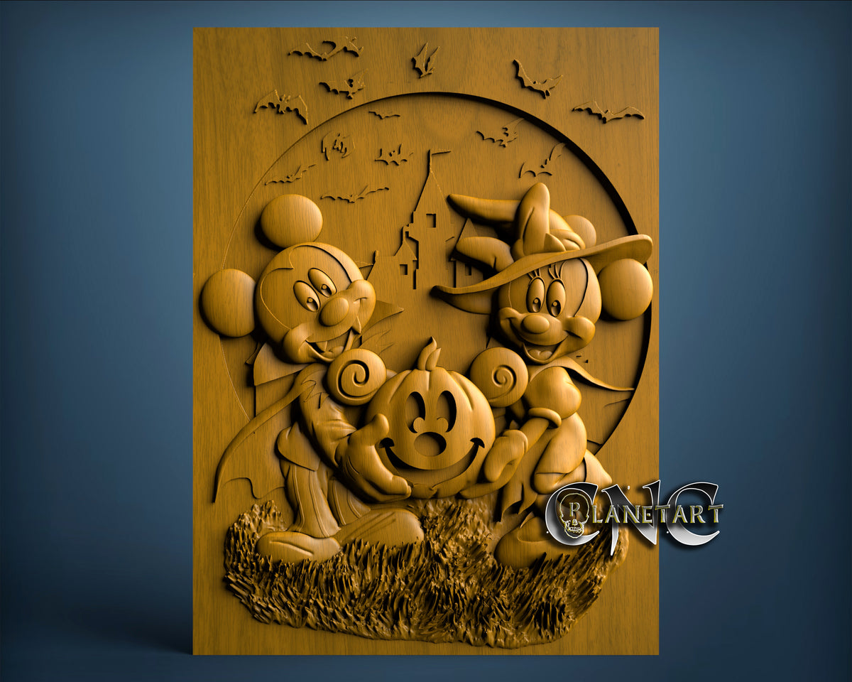Mickey Mouse and Mini Halloween, 3D STL Model 10155 – Cnc Planet Art