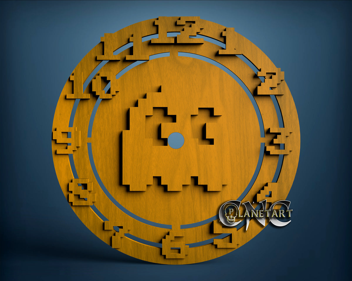 Pac Man Wall Clock, 3D STL Model 1199 – Cnc Planet Art