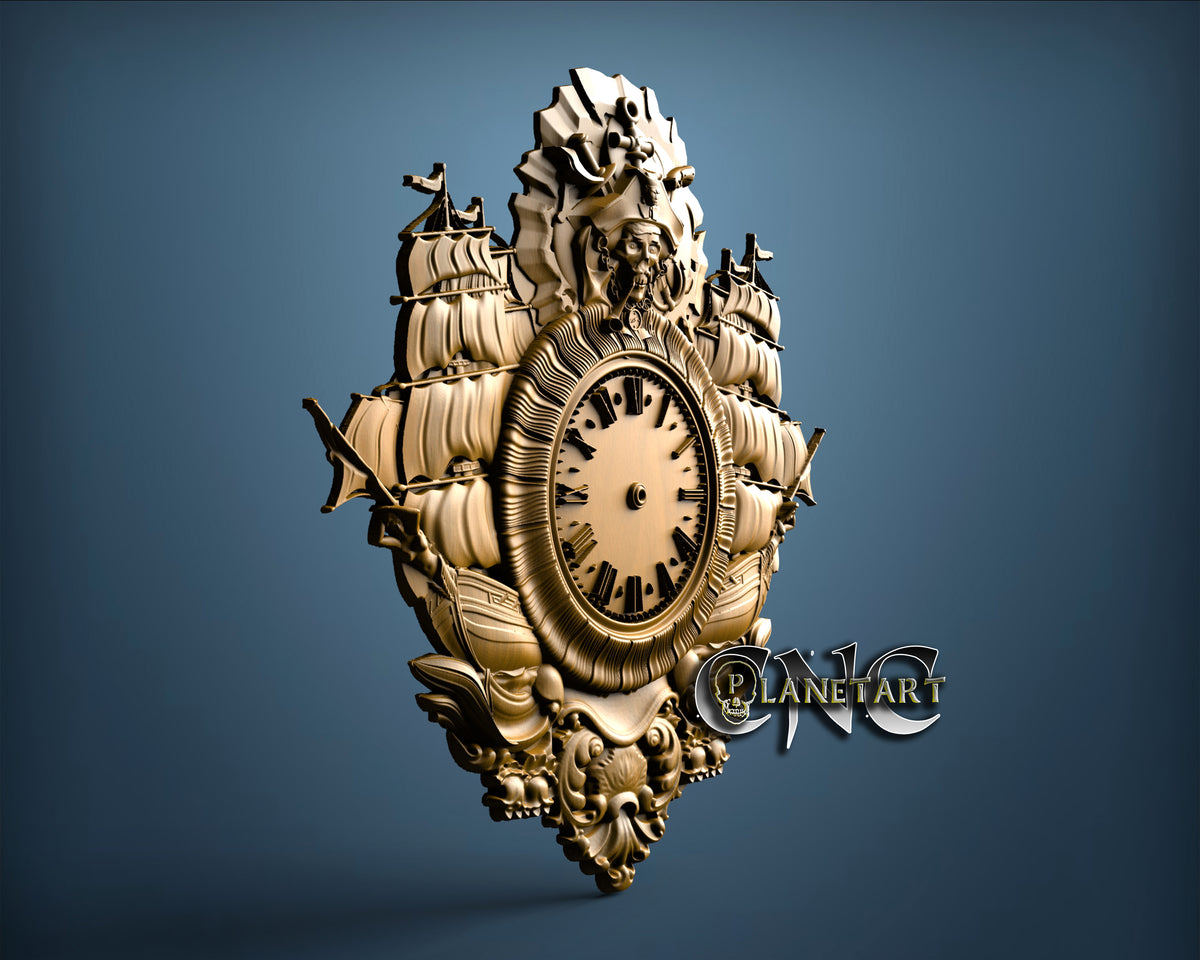 Pirate Clock, 3D STL Model 1224 – Cnc Planet Art