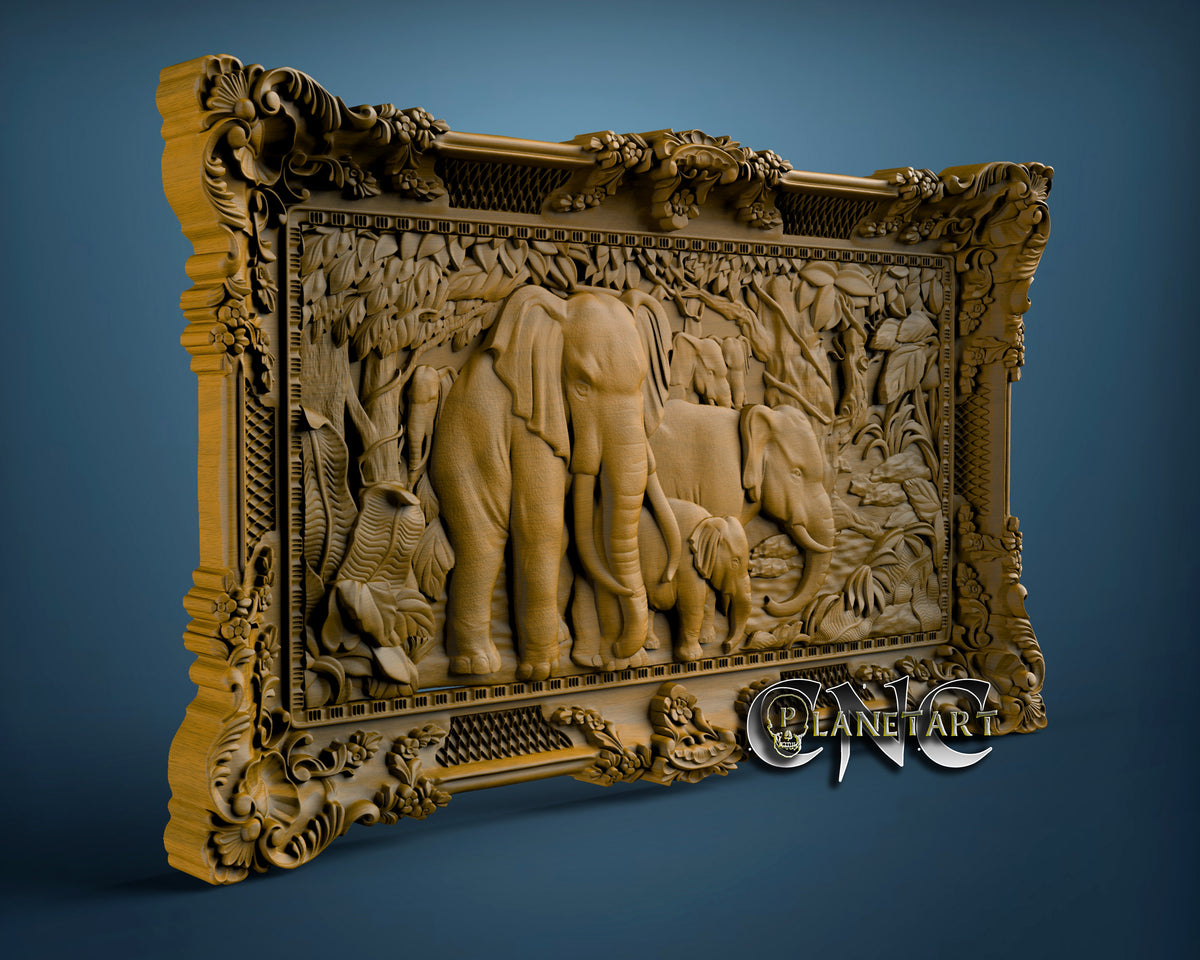Elephants, 3D STL Model 0853 – Cnc Planet Art
