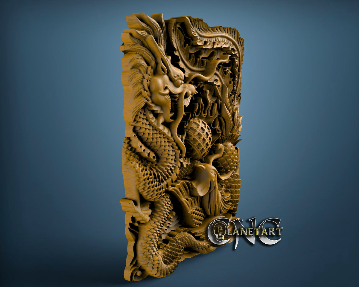 Drago & Phoenix, 3D STL Model 1037 – Cnc Planet Art