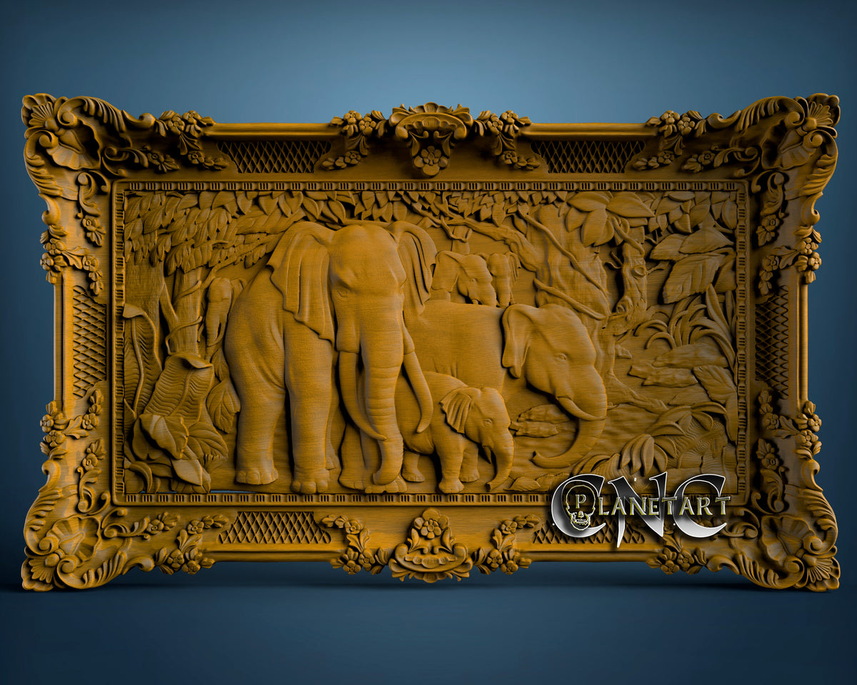 Elephants, 3D STL Model 0853 – Cnc Planet Art