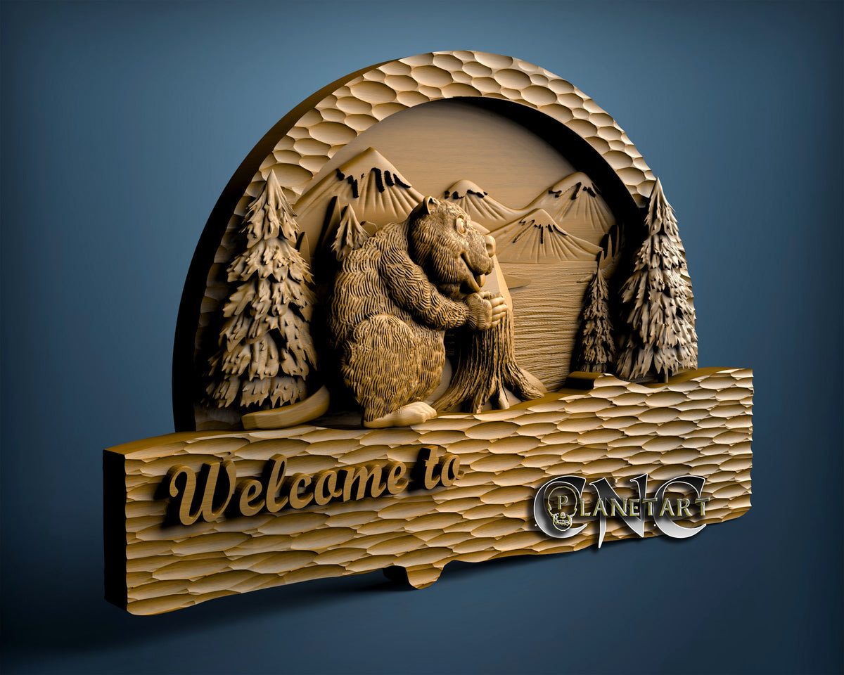 Welcome Beaver, 3D STL Model 10344 – Cnc Planet Art