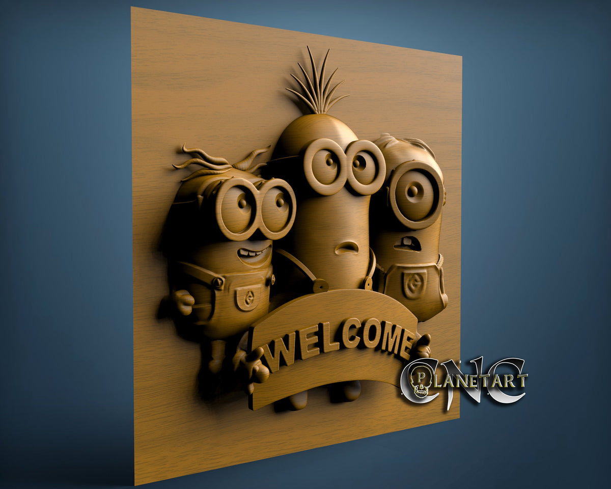 Minions Welcome, 3D STL Model 10361 – Cnc Planet Art